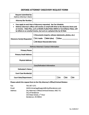 Fillable Online DEFENSE ATTORNEY DISCOVERY REQUEST FORM Fax Email Print ...