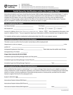 Fillable Online Social Security Verification Letter (On-Campus Only ...