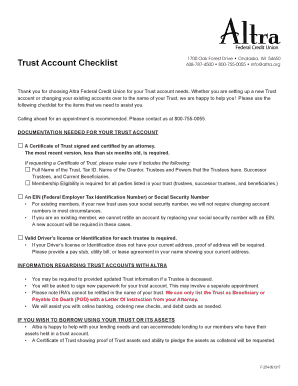 Fillable Online Trust Account Checklist Fax Email Print - pdfFiller