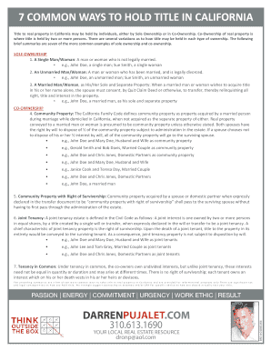 Fillable Online 7 COMMON WAYS TO HOLD TITLE IN CALIFORNIA Fax Email ...