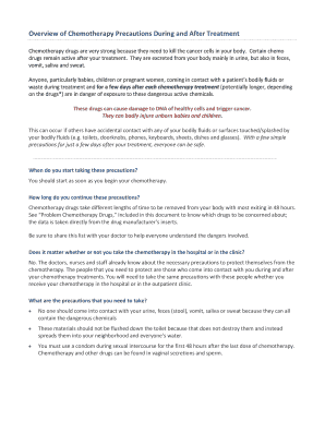Fillable Online Overview of Chemotherapy Precautions During and After ...