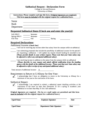Sabbatical Request - Declaration Doc Template | pdfFiller