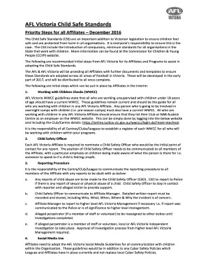 Fillable Online AFL Victoria Child Safe Standards Fax Email Print ...