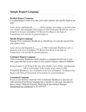 Fillable Online Residual Bequest Language Fax Email Print - pdfFiller