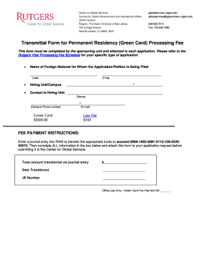 Fillable Online Transmittal Form for Permanent Residency (Green Card ...