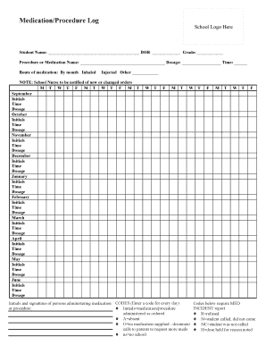 Fillable Online Medication/Procedure Log Fax Email Print - pdfFiller