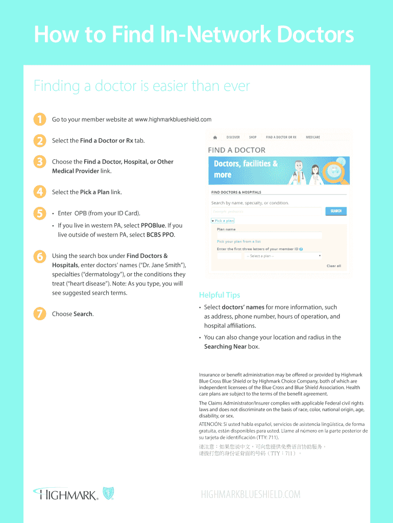 Fillable Online How to Find In-Network Doctors Fax Email Print - pdfFiller