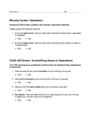 Fillable Online Whooley Screen: Depression Fax Email Print - pdfFiller