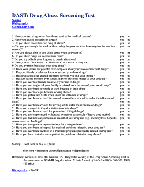 Fillable Online DAST: Drug Abuse Screening Test Fax Email Print - pdfFiller