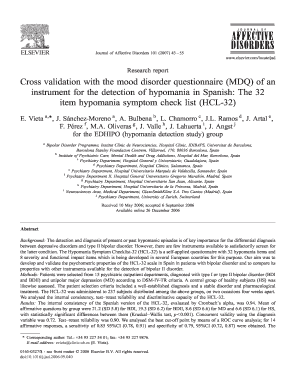 Fillable Online Cross validation with the mood disorder questionnaire ...