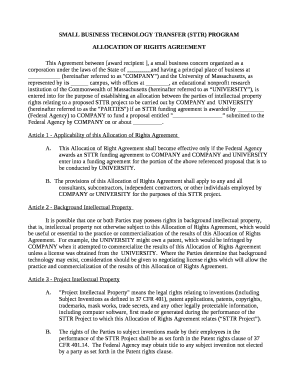 ALLOCATION OF RIGHTS AGREEMENT Doc Template | pdfFiller