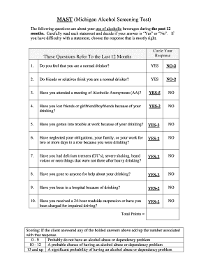 Fillable Online MAST (Michigan Alcohol Screening Test) Fax Email Print ...