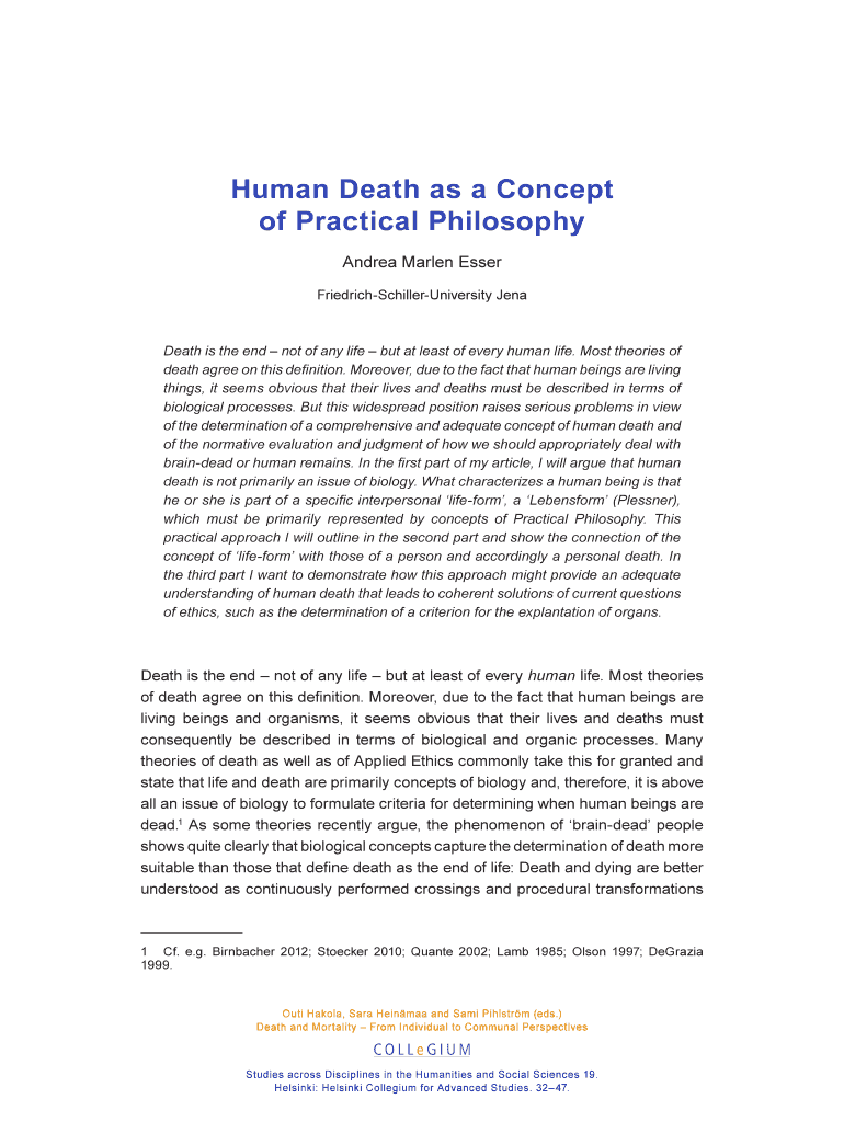Fillable Online Human Death as a Concept Fax Email Print - pdfFiller
