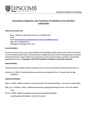 Fillable Online Assessment, Diagnosis, and Treatment of Substance Use ...
