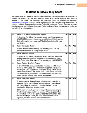 Fillable Online Motions & Survey Tally Sheet Fax Email Print - pdfFiller
