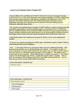 Fillable Online Annual Local Evaluation Report Template 2017 Fax Email ...