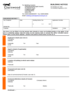 Building notice electrical - Chorley Council Doc Template | pdfFiller