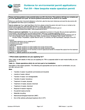 Fillable Online Part B4 New bespoke waste operation permit Fax Email ...