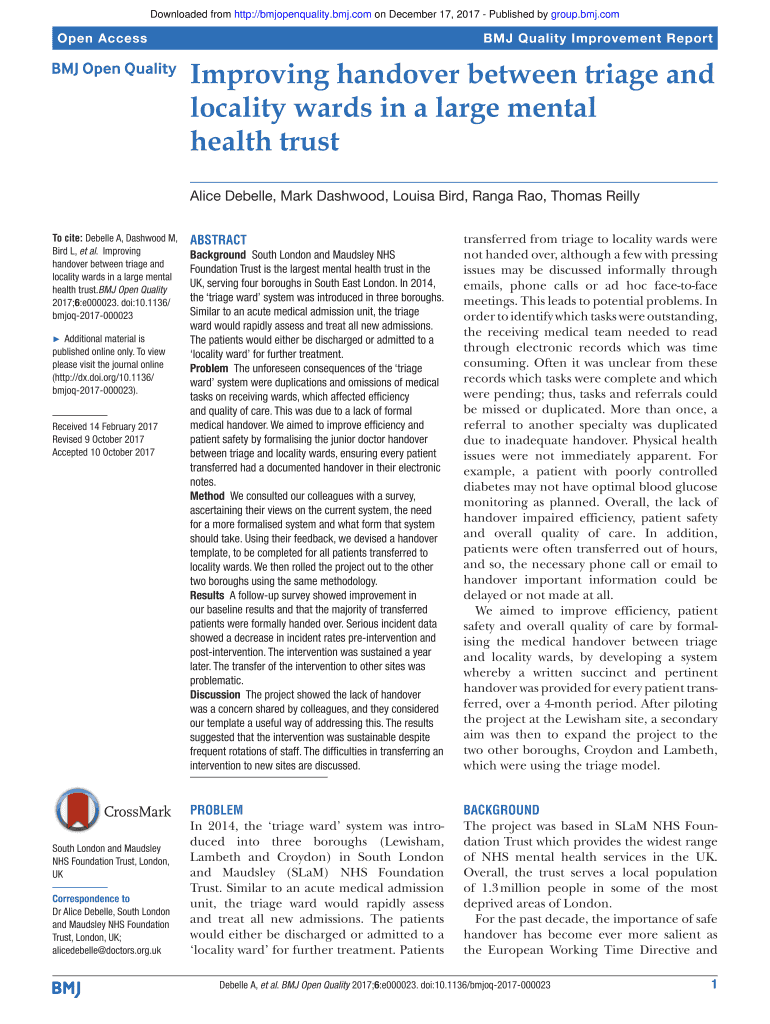 Fillable Online BMJ Quality Improvement Report Fax Email Print - pdfFiller