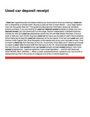 Fillable Online Used car deposit receipt Fax Email Print - pdfFiller