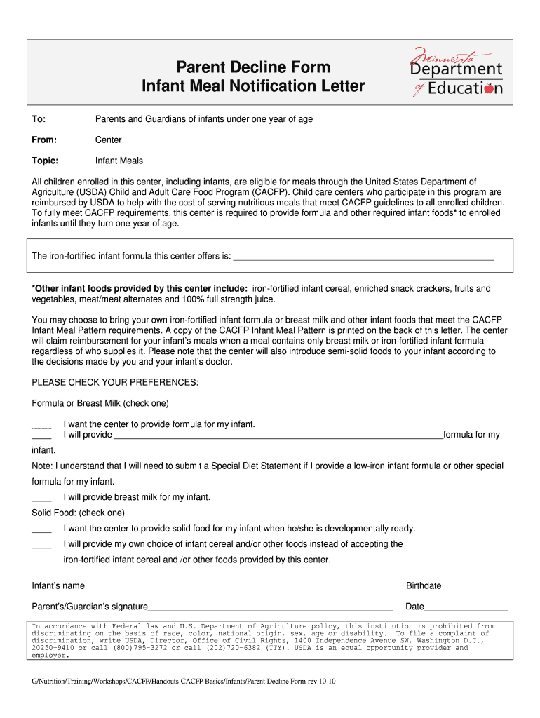 Fillable Online Parent Decline Form Fax Email Print - pdfFiller
