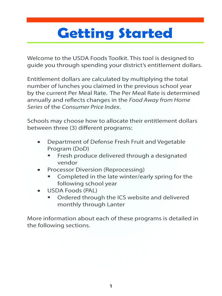 Fillable Online Welcome to the USDA Foods Toolkit Fax Email Print ...