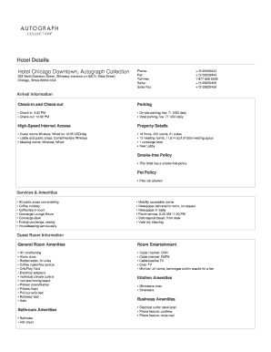 Fillable Online Hotel Chicago Downtown, Autograph Collection Fax Email ...