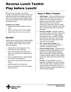 Fillable Online Reverse Lunch Toolkit: Fax Email Print - pdfFiller