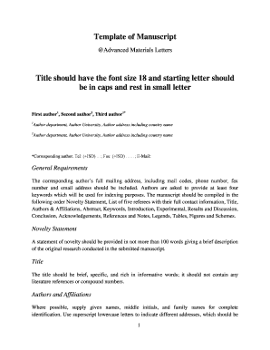 Fillable Online Template of Manuscript Fax Email Print - pdfFiller