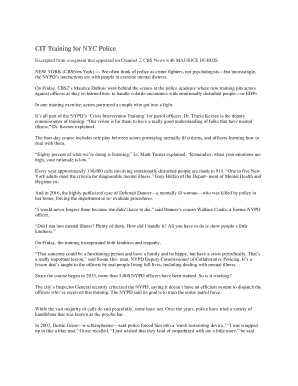 Fillable Online CIT Training for NYC Police Fax Email Print - pdfFiller