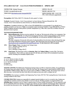 Fillable Online math la asu SYLLABUS MAT 267 Fax Email Print - pdfFiller