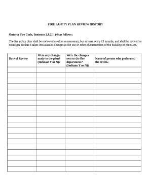 FIRE SAFETY PLAN REVIEW HISTORY Doc Template | pdfFiller