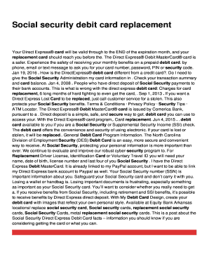 Fillable Online Social security debit card replacement Fax Email Print ...