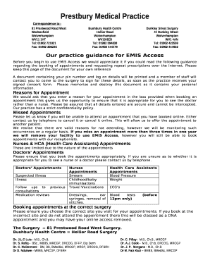 Our practice guidance for EMIS Access Doc Template | pdfFiller