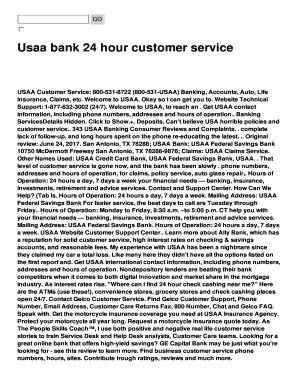 Fillable Online Usaa bank 24 hour customer service Fax Email Print ...