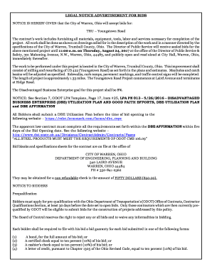 Fillable Online LEGAL NOTICE ADVERTISEMENT FOR BIDS Fax Email Print ...