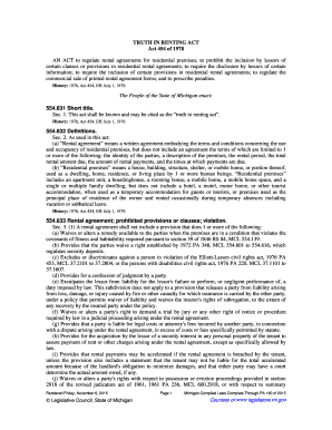 Fillable Online TRUTH IN RENTING ACT Fax Email Print - pdfFiller