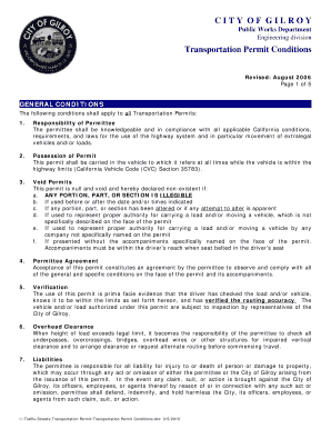 Fillable Online Transportation Permit Conditions Fax Email Print ...