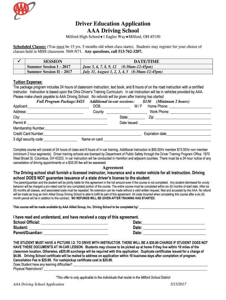 Fillable Online AAA Driving School Fax Email Print - pdfFiller