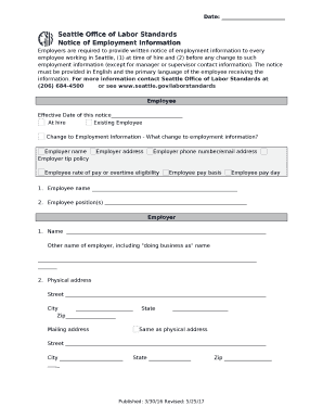 Seattle Office of Labor Standards Doc Template | pdfFiller