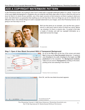 Fillable Online Photo Effects: Add A Copyright Watermark Pattern Fax ...