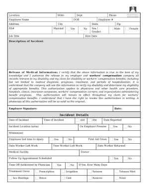 REPORT OF EMPLOYEE INJURY OR ILLNESS Doc Template | pdfFiller