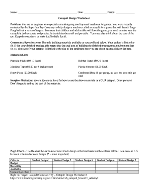 Fillable Online Catapult Design Worksheet Fax Email Print - pdfFiller