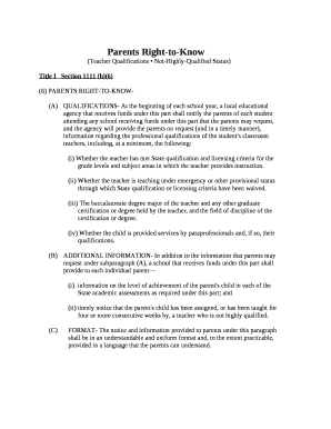 Parents Right-to-Know Doc Template | pdfFiller
