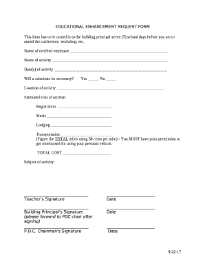 EDUCATIONAL ENHANCEMENT REQUEST Doc Template | pdfFiller