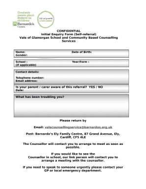 Initial Enquiry (Self-referral) Doc Template | pdfFiller