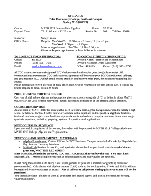 Tulsa Community College, Southeast Campus Doc Template | pdfFiller