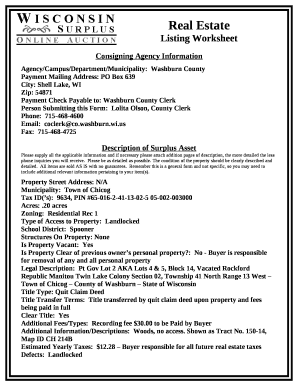 Listing Worksheet Doc Template | pdfFiller