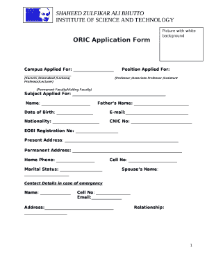ORIC Application Doc Template | pdfFiller