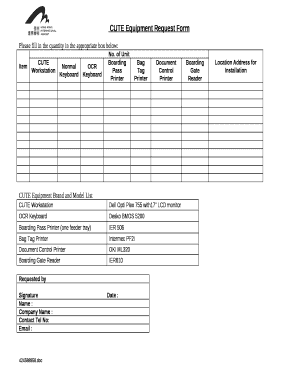 CUTE Equipment Request Doc Template | pdfFiller